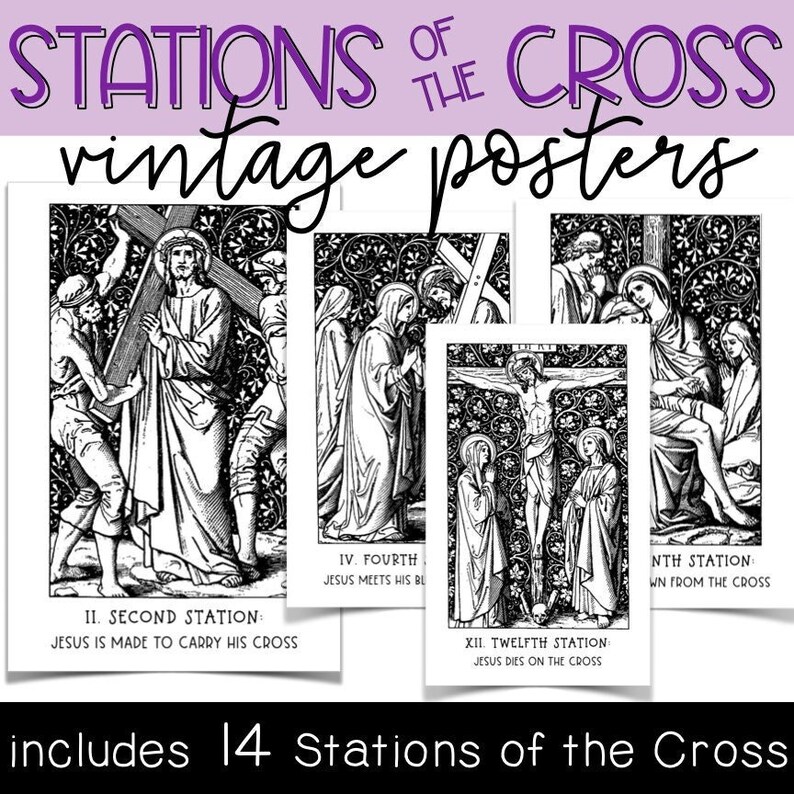 Stations of the Cross Vintage Posters Lent Banner Catholic - Etsy