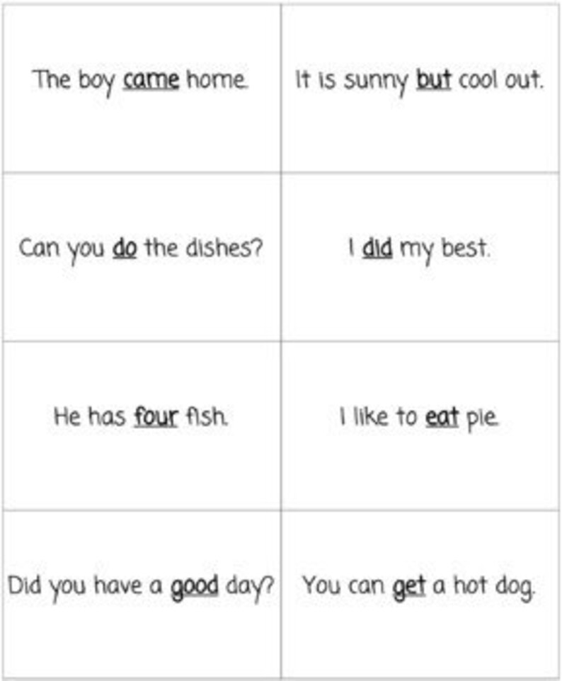 Printable Kindergarten Sight Words & Sentences Dolch, Science of ...