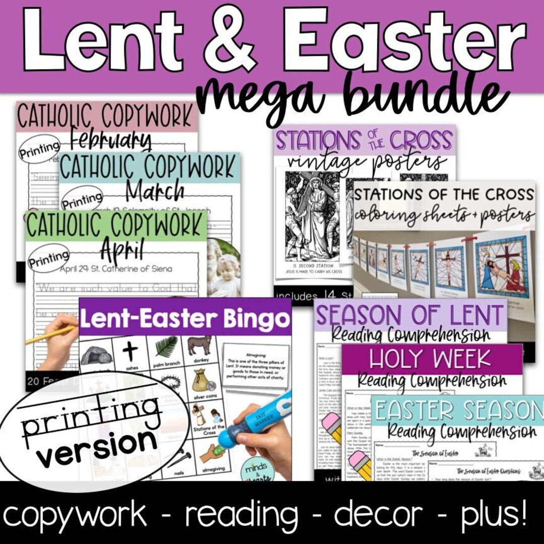 PRINTING Lent, Holy Week, and Easter Printable Bundle: Copywork, Bingo ...