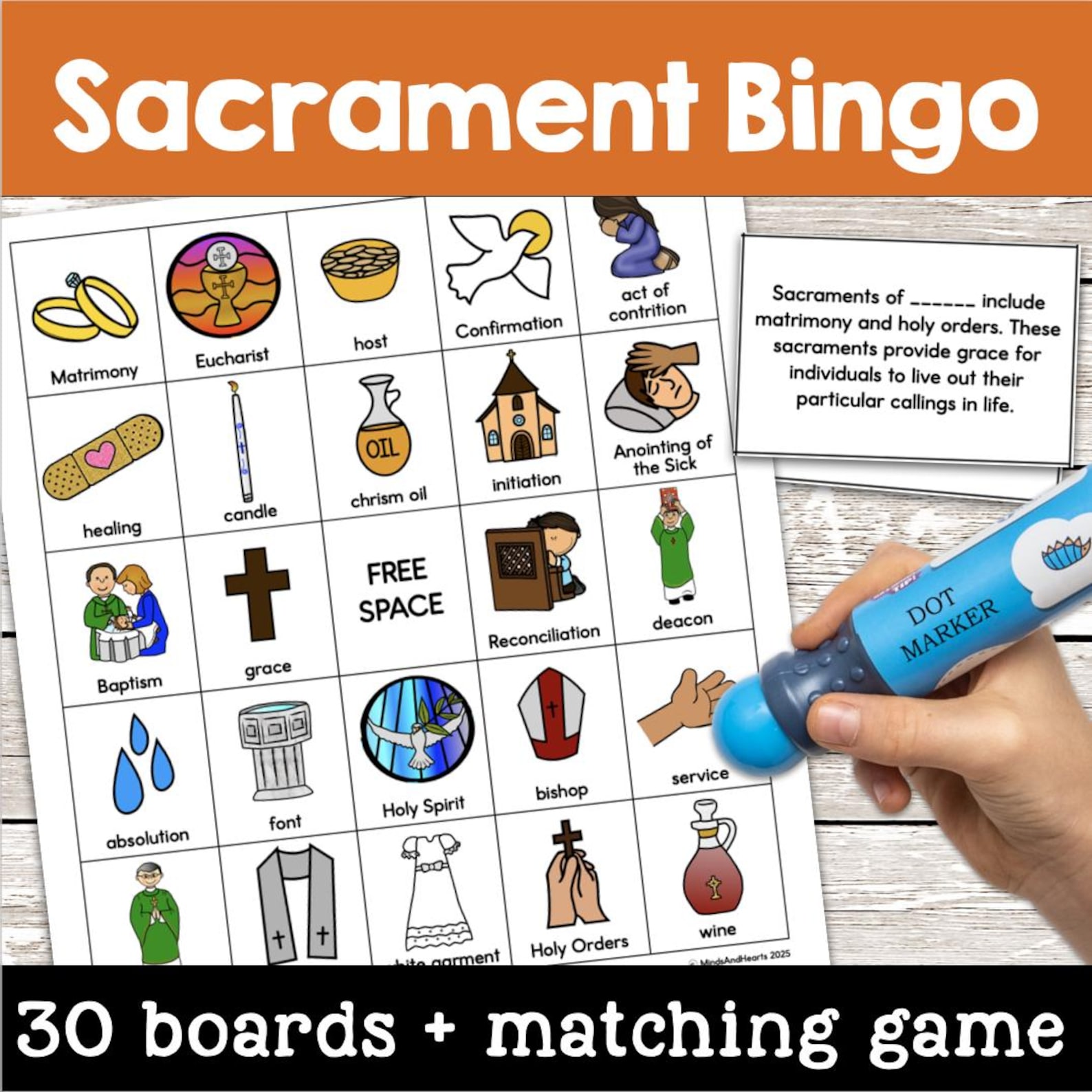 Sacraments Bingo With Memory Matching - Baptism, First Communion ...