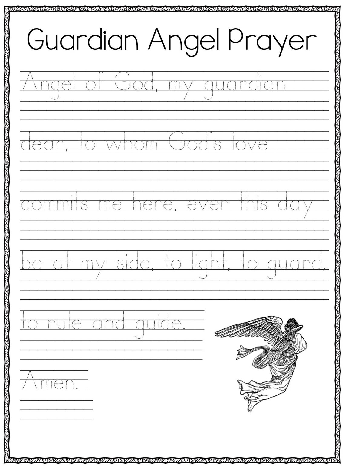 Catholic Prayer Copywork: Manuscript & Cursive Tracing | Etsy