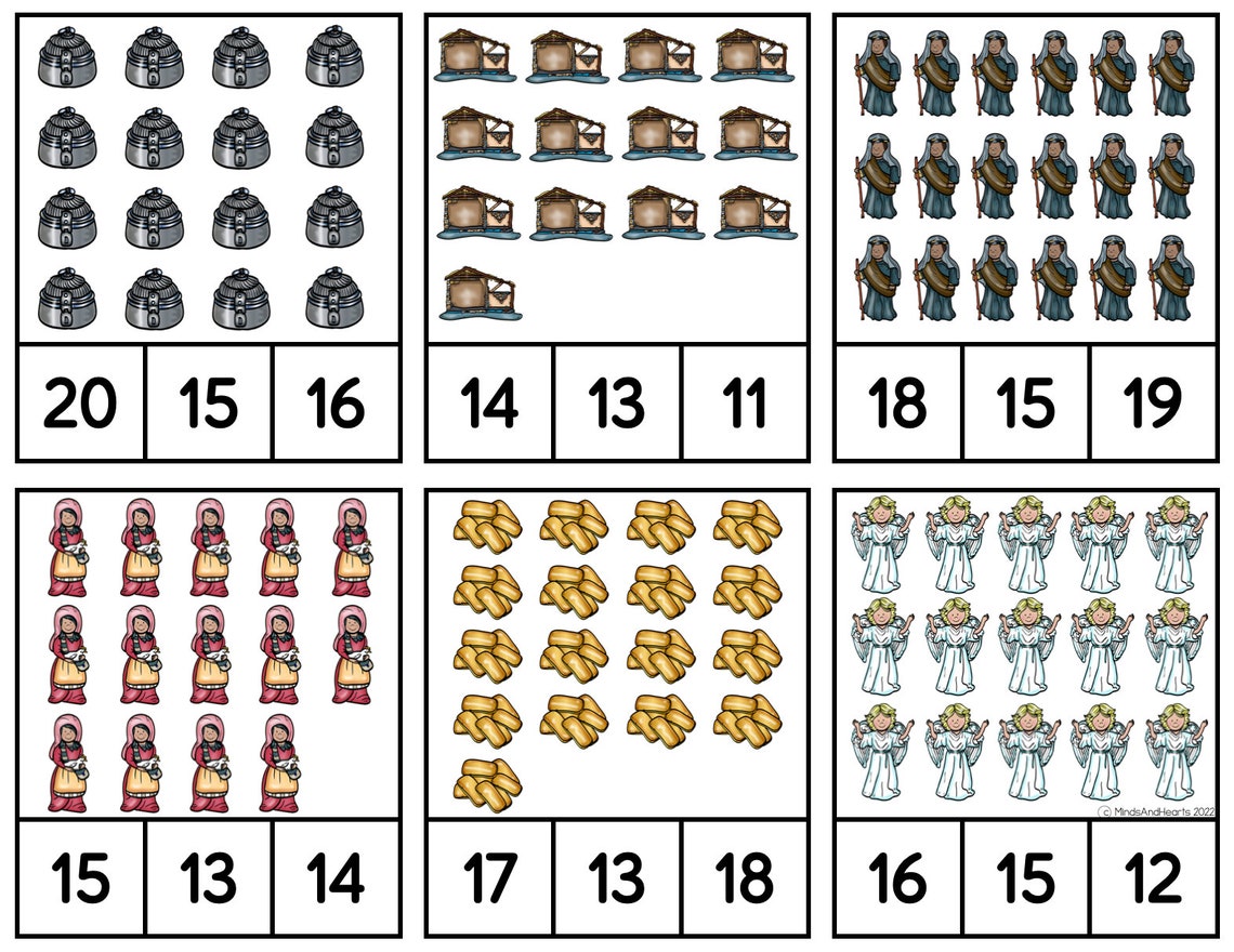 Nativity Count and Clip - Christmas and Advent Centers Task Cards | - Etsy