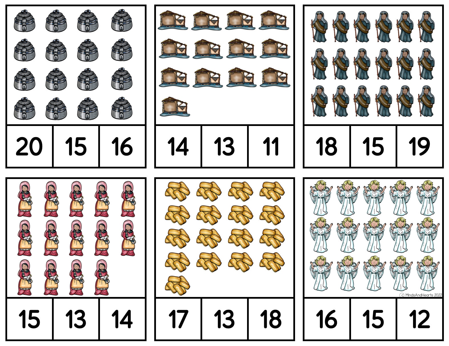 Nativity Count and Clip - Christmas and Advent Centers Task Cards | - Etsy
