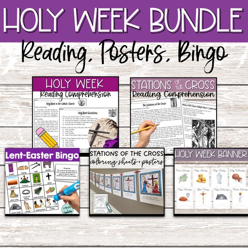 Holy Week Bundle: Garland, Posters, Bingo, Comprehension | Lent, Holy ...