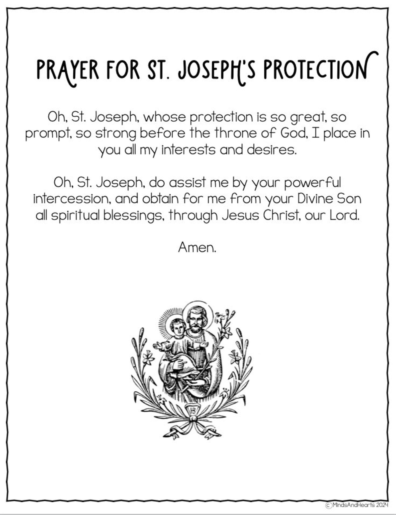 March 2024 Cursive Copywork Catholic Handwriting St. Joseph Feast Day ...