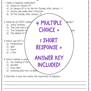 Feast of the Epiphany Reading Comprehension: Catholic Three Kings Day ...
