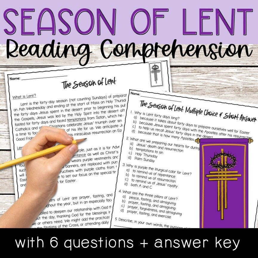 Lenten Reading Comprehension Passage and Questions Easter Holy Week ...