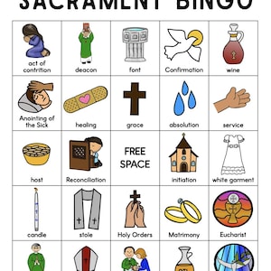 Sacraments Bingo With Memory Matching - Baptism, First Communion ...