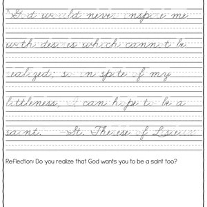 October 2024 CURSIVE Copywork - Catholic Saint Feast Days, Sunday ...