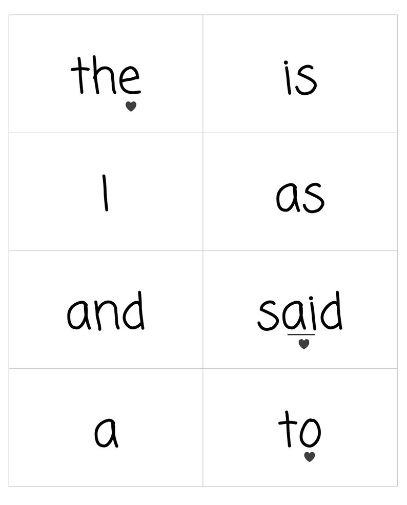 Irregular Heart Word Cards: Kindergarten | Created to Align to UFLI ...