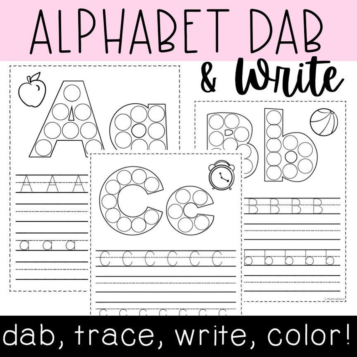 Alphabet Dot Marker Sheets | Dab, Trace, Write, Color | ABC Handwriting ...