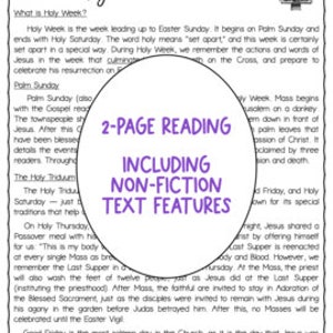 Lent Holy Week Reading Comprehension Bundle Easter Educational Activity ...