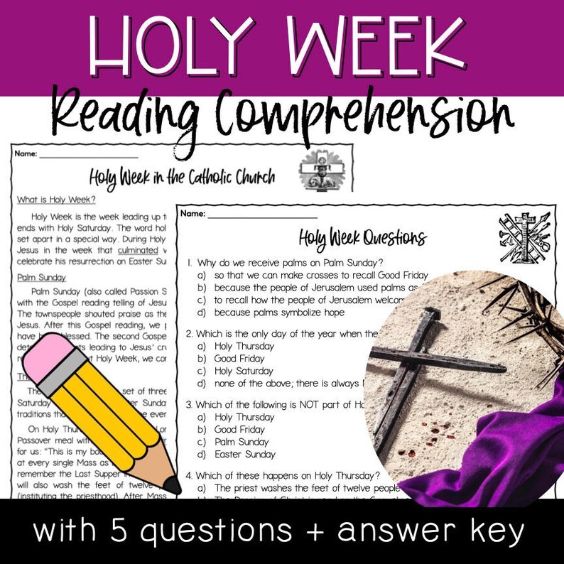 Holy Week Reading Comprehension and Questions Catholic - Etsy