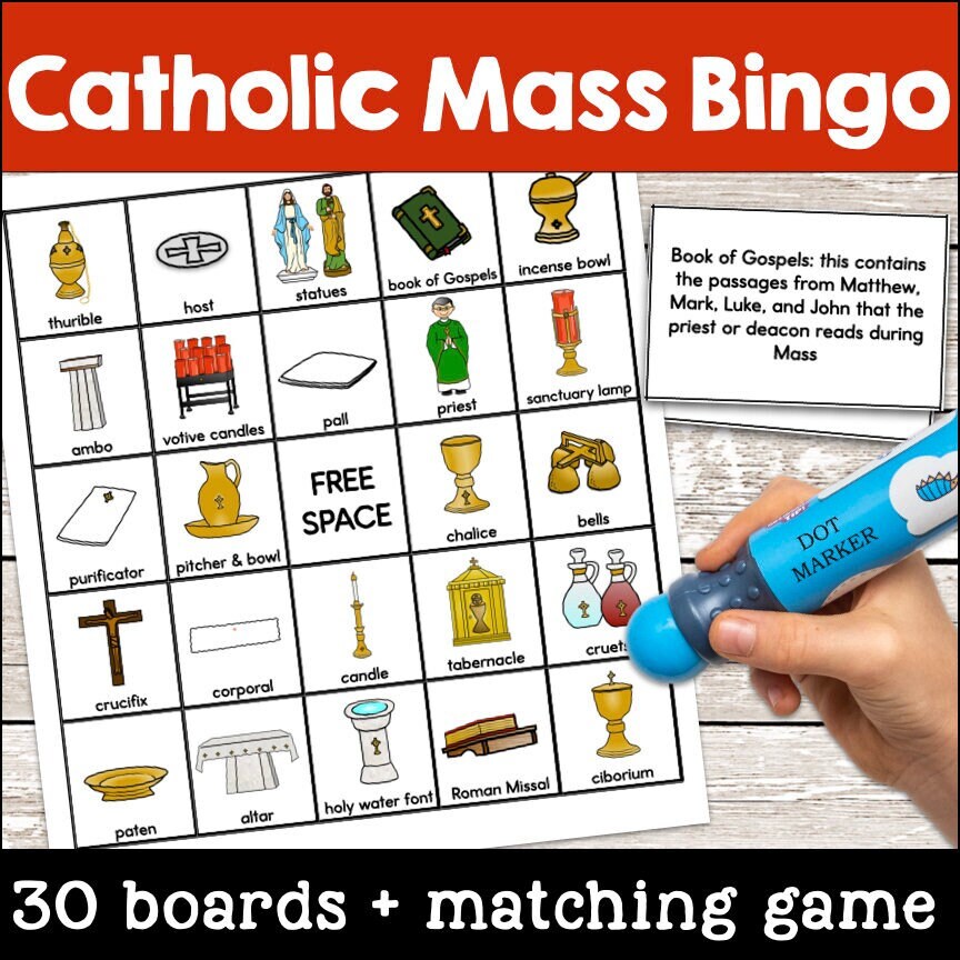 Catholic Mass Bingo | Religious Education Game | Church Objects | First ...