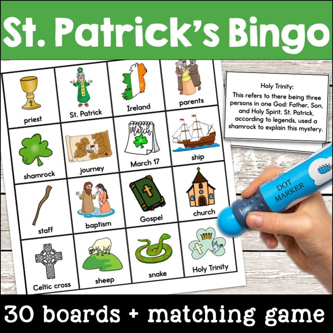 St. Patrick's Day Bingo & Memory Matching Game | Catholic Christian ...