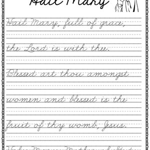 Catholic Prayer Copywork: Manuscript & Cursive Tracing | Etsy