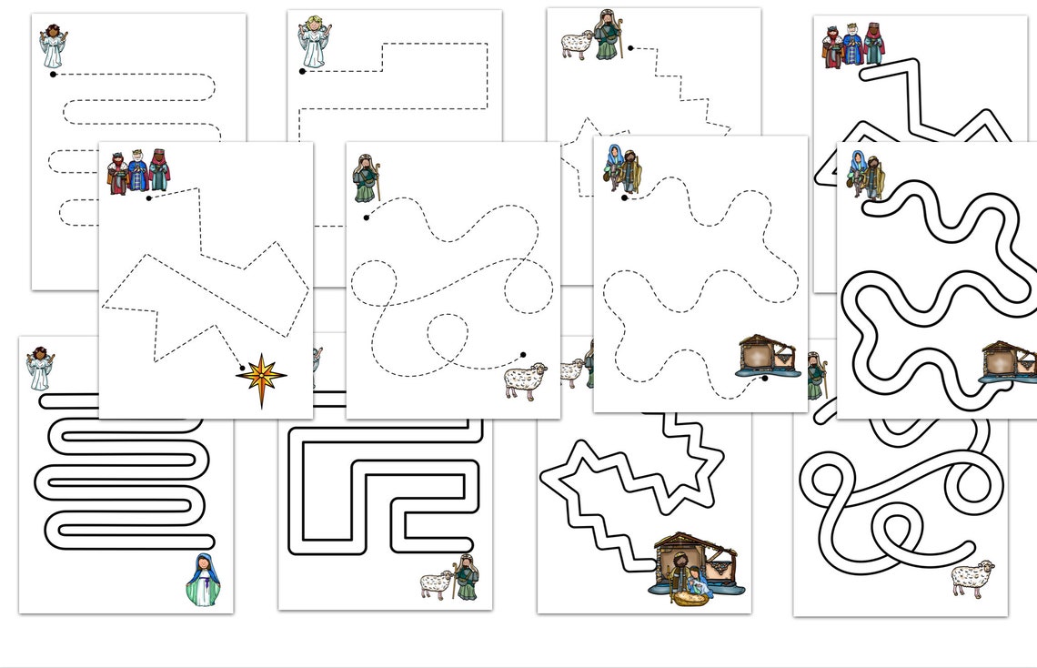Nativity Tracing Fine Motor Activity Pages Christmas Tracing - Etsy