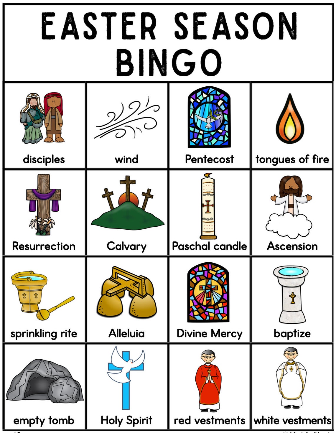 Easter Season Bingo W/ Ascension Thursday & Pentecost Sunday ...