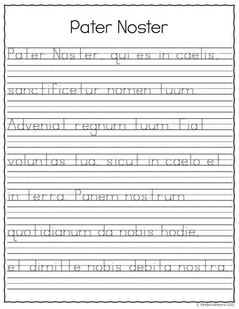 Latin Catholic Prayer Copywork Cursive AND Printing - Etsy