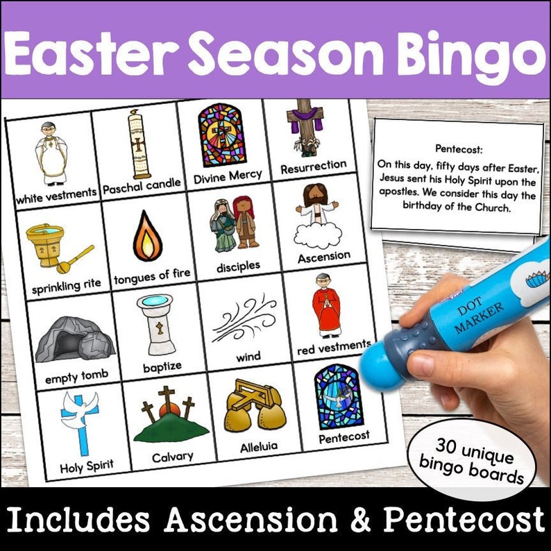 Easter Season Bingo W/ Ascension Thursday & Pentecost Sunday ...