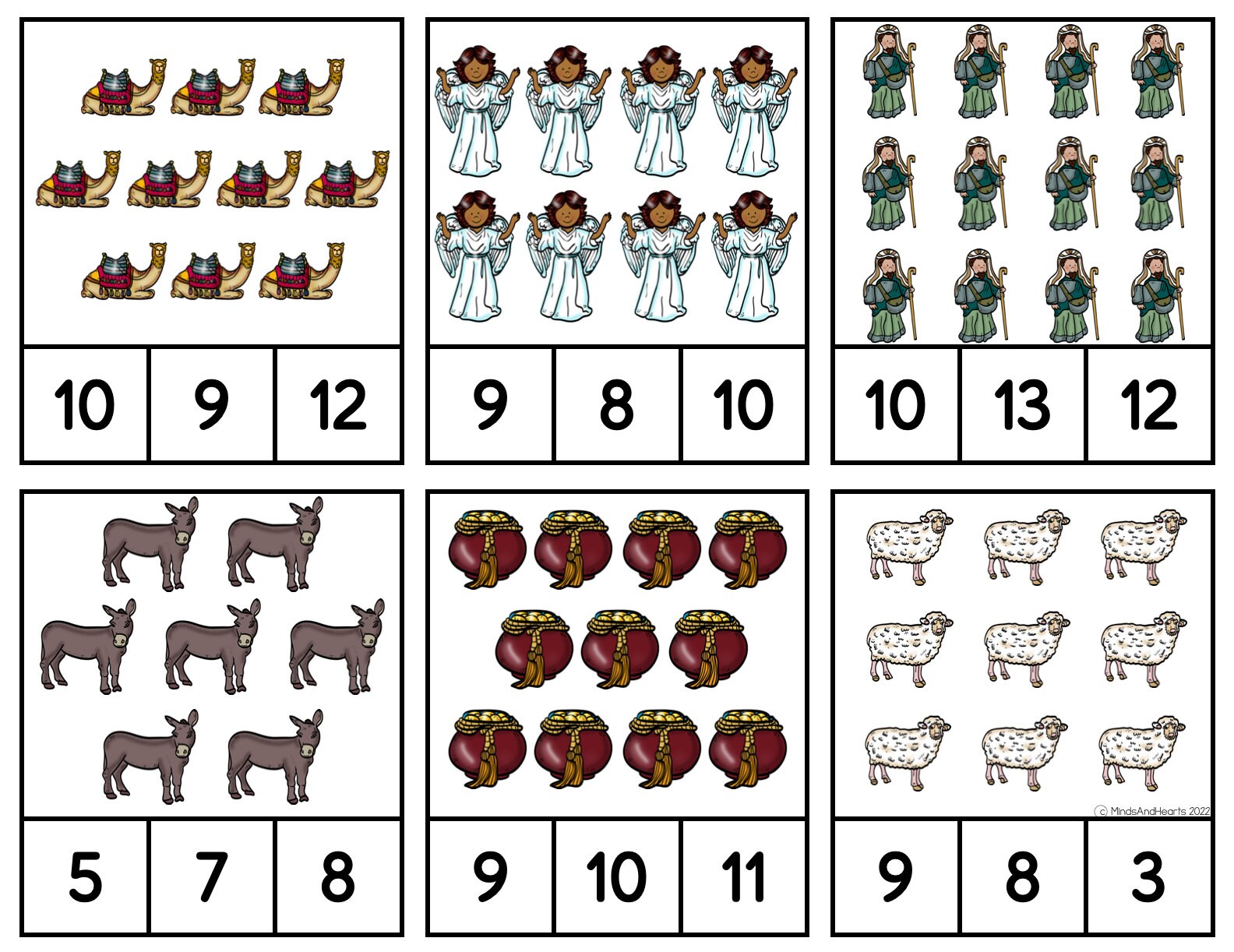 Nativity Count and Clip - Christmas and Advent Centers Task Cards | - Etsy