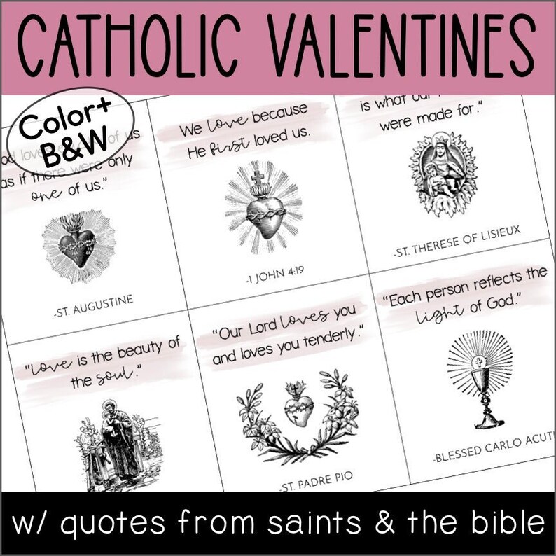 Valentine's Day Printable Cards Catholic Saint Quote - Etsy