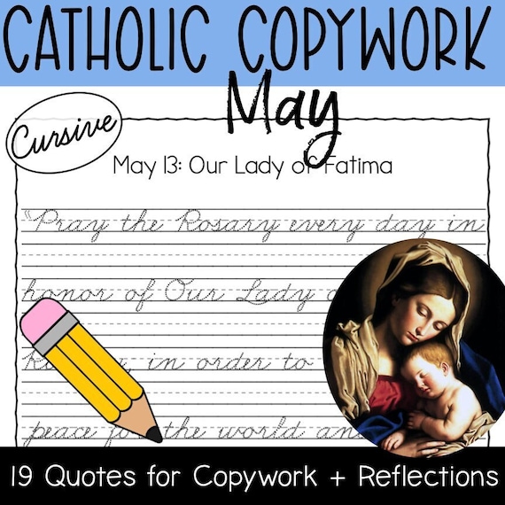 May Cursive Catholic Copywork: Month of Mary Blessed Mother - Etsy