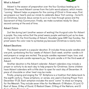 Advent Reading Comprehension Article and Questions - Catholic Christmas ...