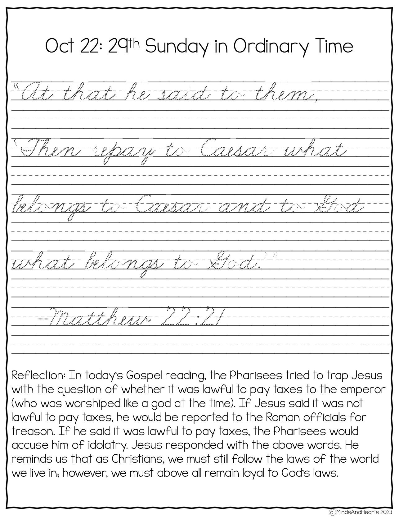 Catholic Copywork Cursive & Print October Queen of the - Etsy