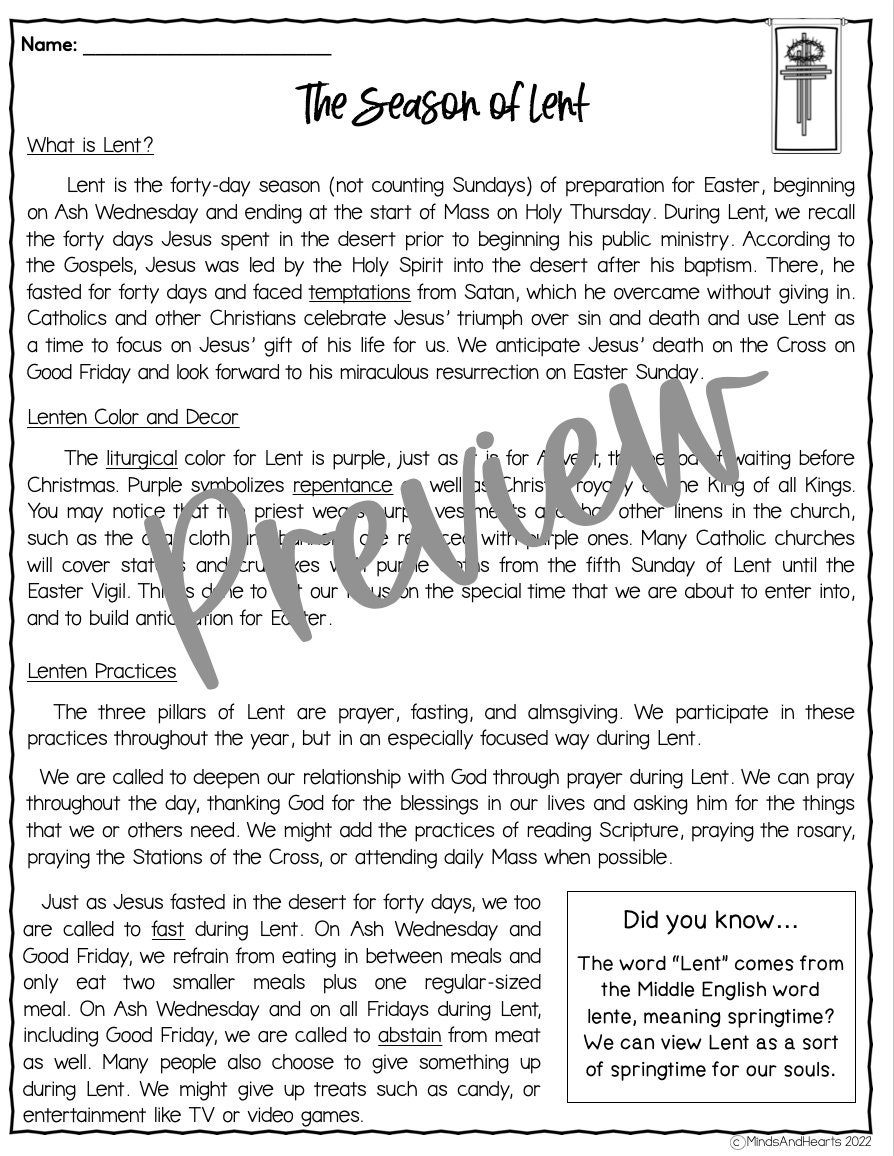 Catholic Reading Comprehension Bundle - Epiphany, St. Valentine's Day ...