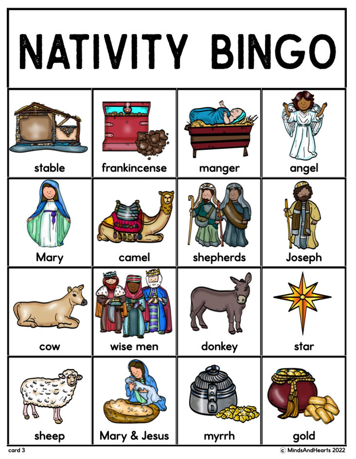 Nativity Bingo Game Christmas or Advent Activity Religious - Etsy