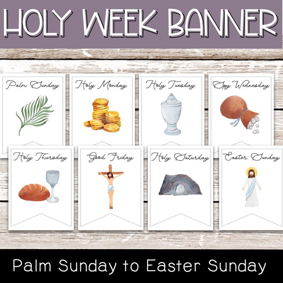 Holy Week Printable Banner and Readings | Lent Garland | Catholic Good ...