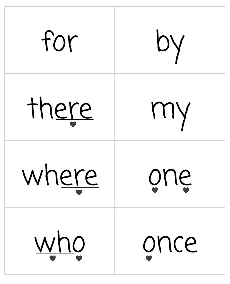 Irregular Heart Word Cards: Kindergarten | Created to Align to UFLI ...