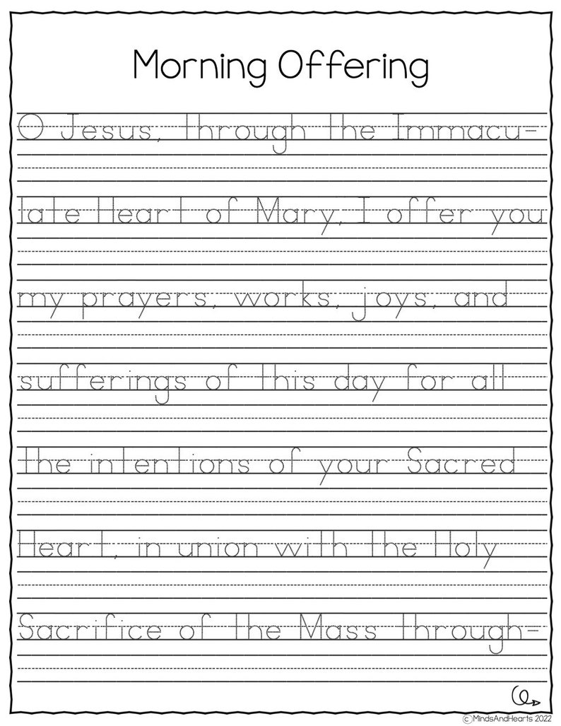 Catholic Prayer Copywork: Manuscript & Cursive | Tracing | Handwriting ...