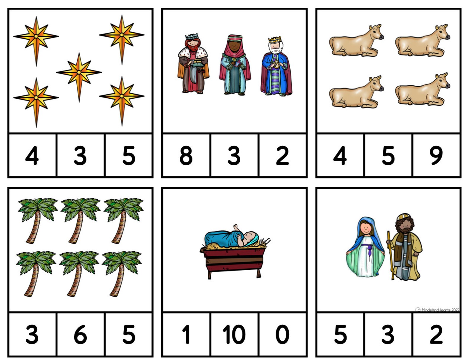 Nativity Count and Clip - Christmas and Advent Centers Task Cards | - Etsy