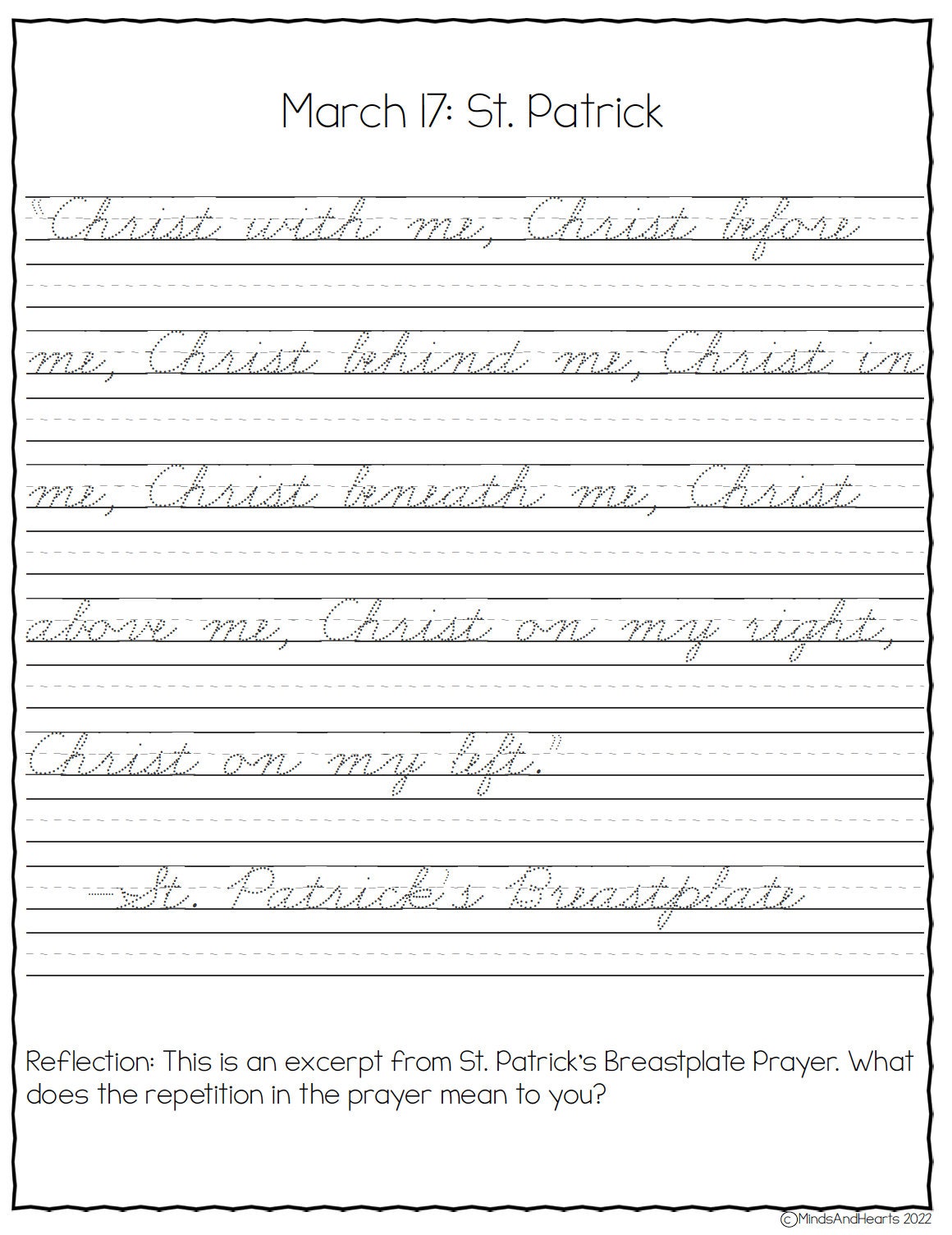 March 2024 Cursive Copywork Catholic Handwriting St. Joseph Feast Day ...