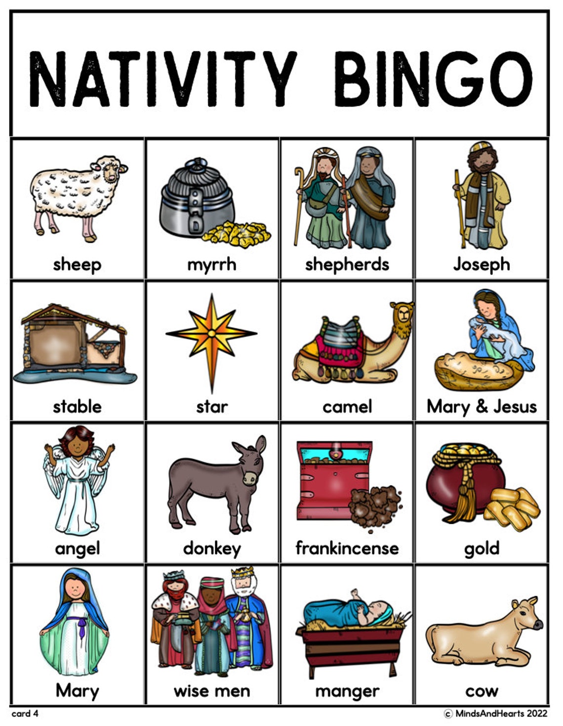 Nativity Bingo Game Christmas or Advent Activity (Instant Download) - Etsy