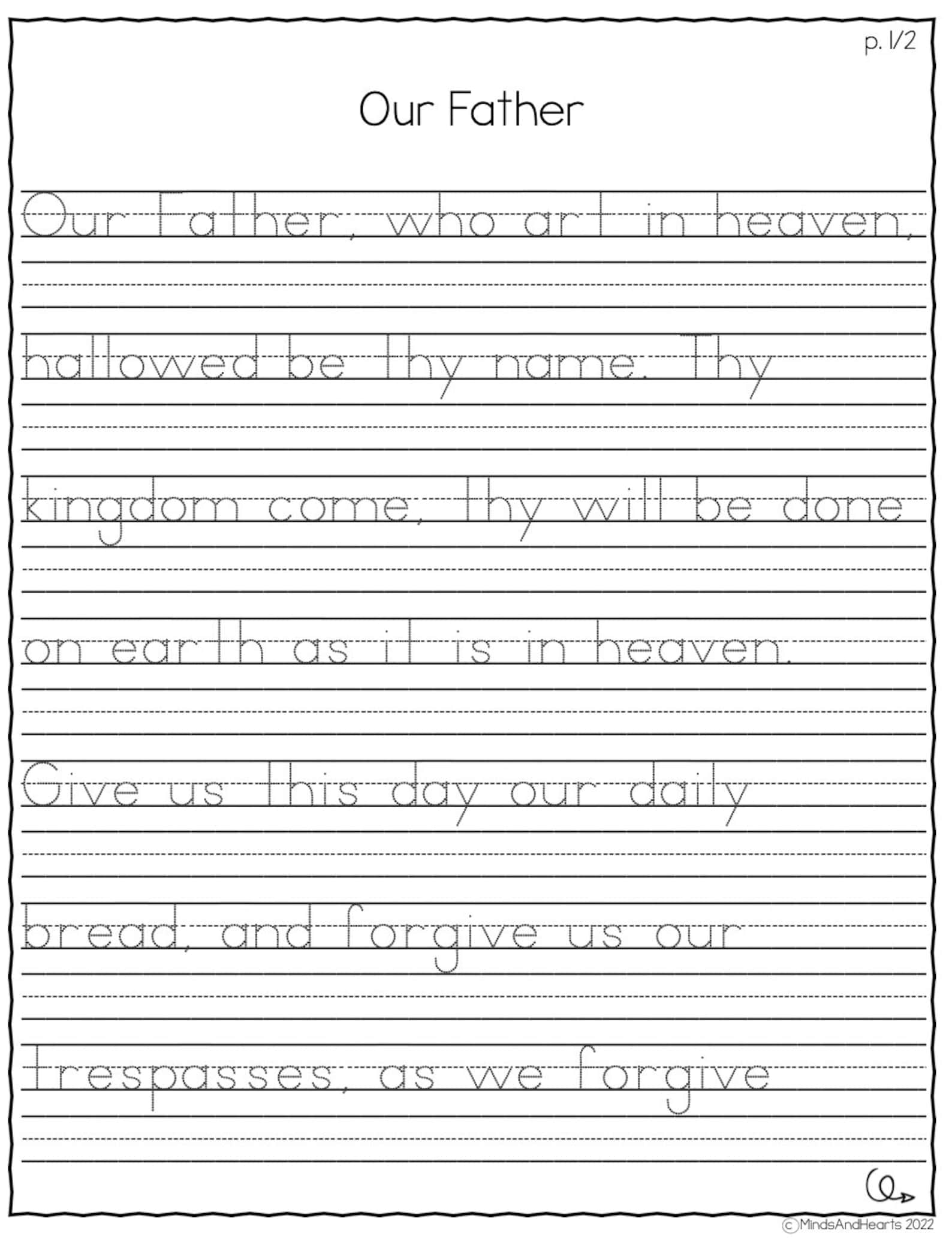 Catholic Prayer Copywork: Manuscript & Cursive Tracing - Etsy