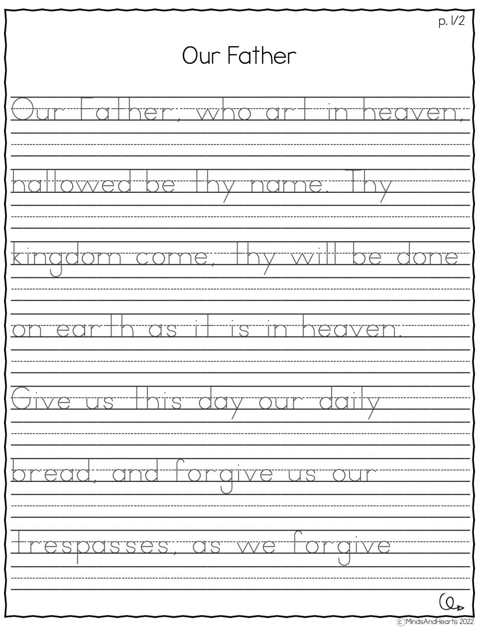 Catholic Prayer Copywork: Manuscript & Cursive Tracing - Etsy