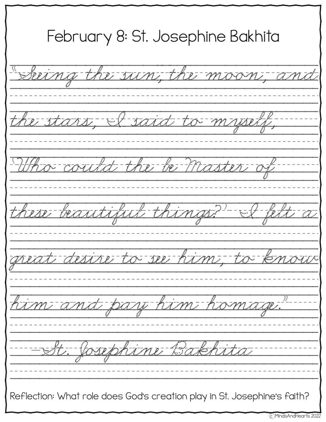 CURSIVE Yearlong Catholic Saints Copywork Bundle: 175 Pages - Etsy