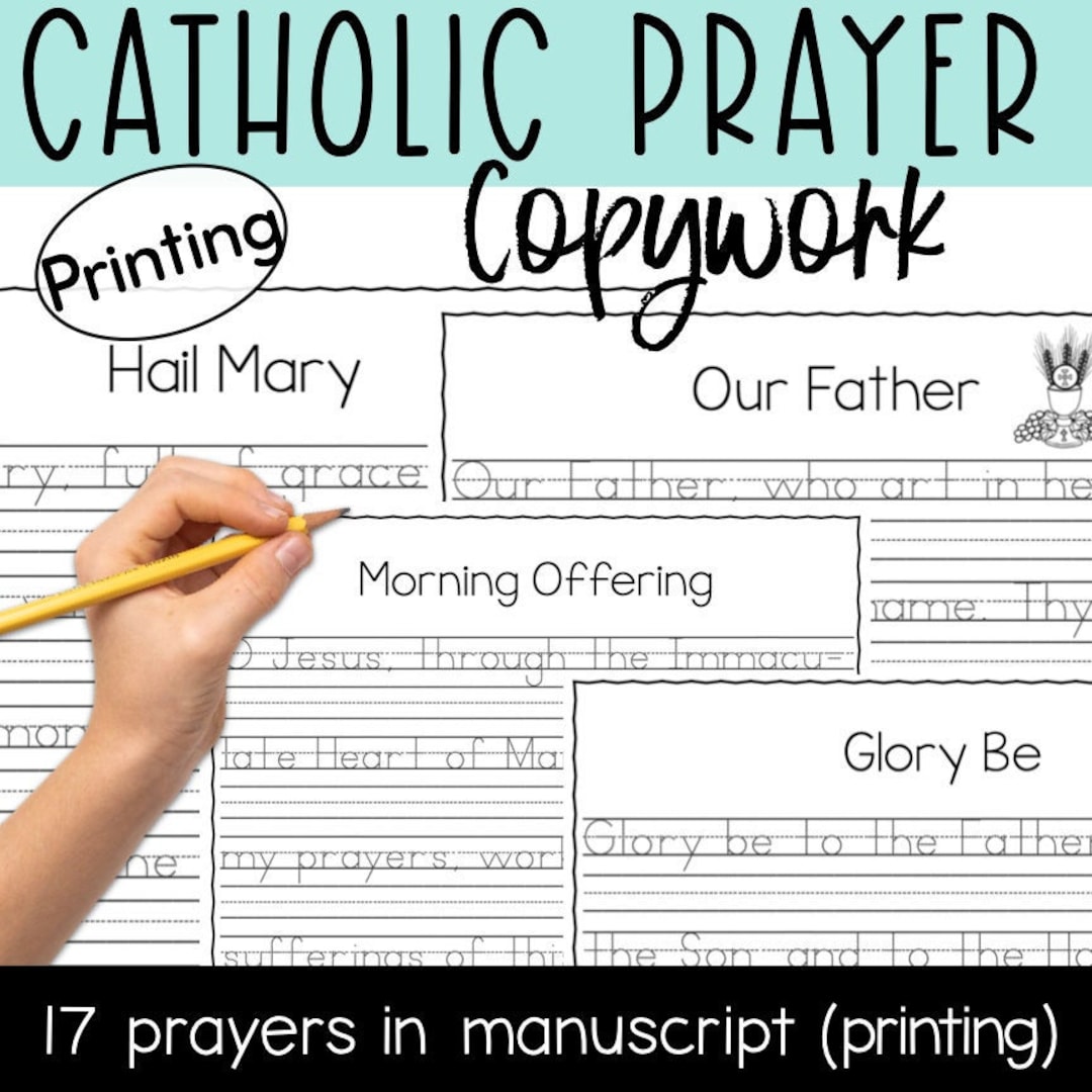 Catholic Prayer Copywork: Manuscript (printing) | Tracing | Handwriting ...