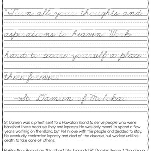 October 2024 CURSIVE Copywork - Catholic Saint Feast Days, Sunday ...