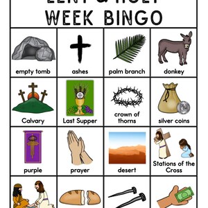 Lent Bingo Game - Ash Wednesday, Holy Week, Easter Activity | Religious ...