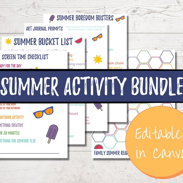 Summer Bucket List Editable Canva - Etsy
