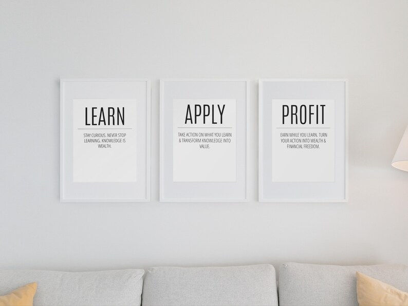 Learn Apply Profit Entrepreneur Set of 3 Wall Art - Etsy