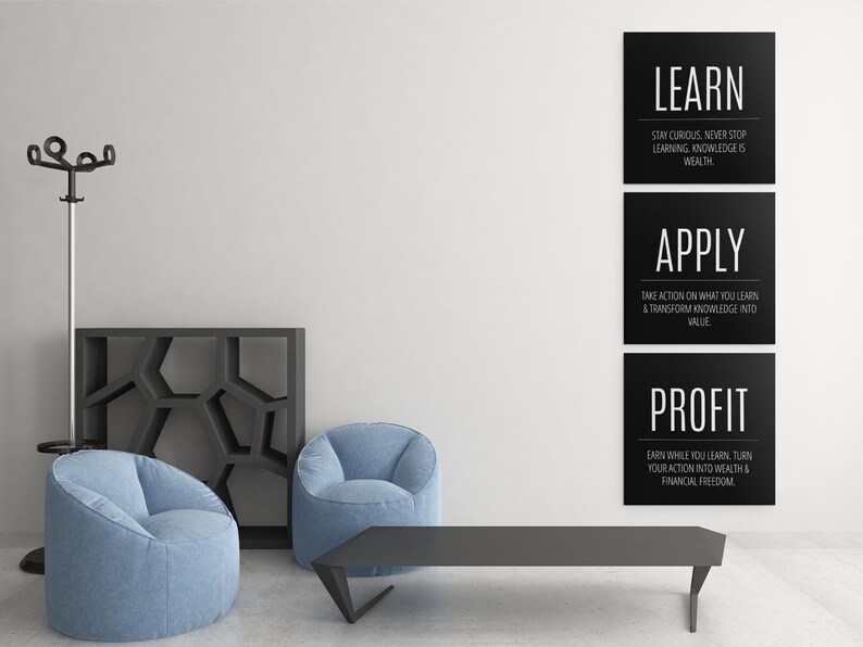 Learn Apply Profit Entrepreneur Set of 3 Wall Art - Etsy