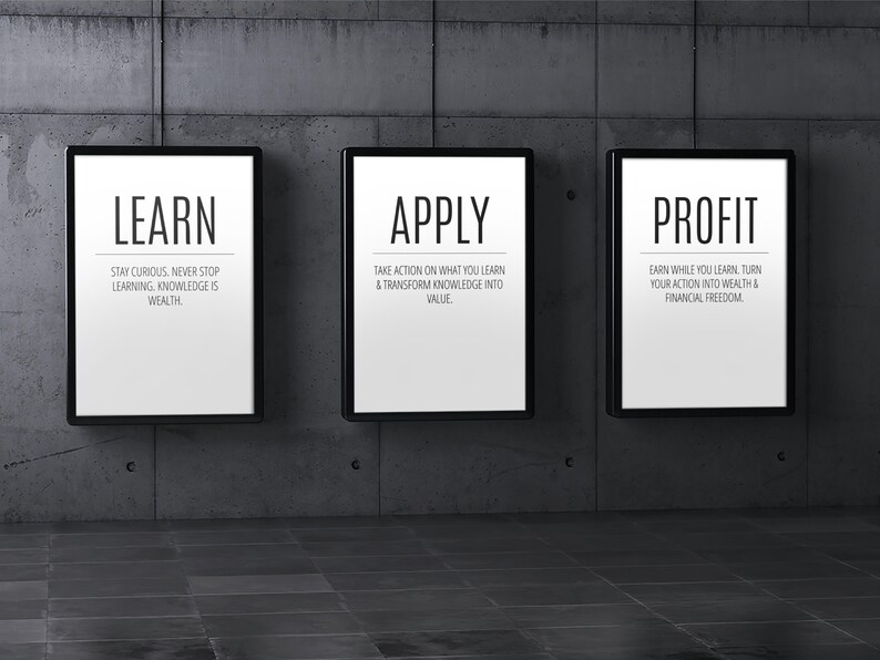 Learn Apply Profit Entrepreneur Set of 3 Wall Art - Etsy