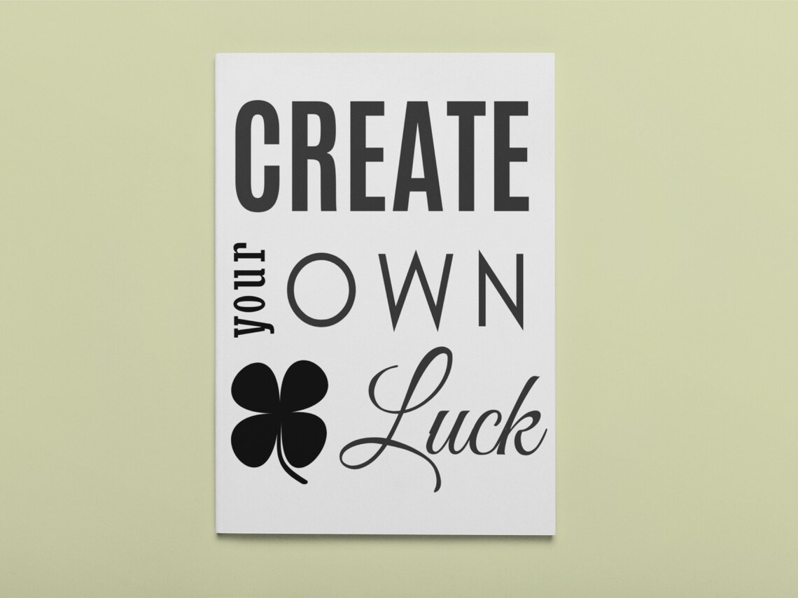 Create Your Own Luck, Motivational Wall Art, Entrepreneur, Minimalist ...