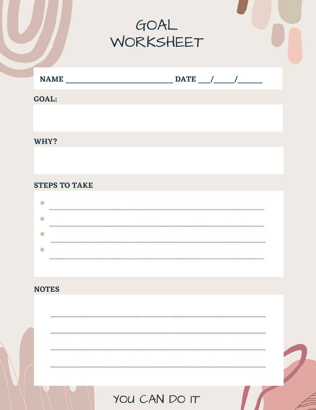 Goal Setting Worksheet Printable Digital Download - Etsy Australia