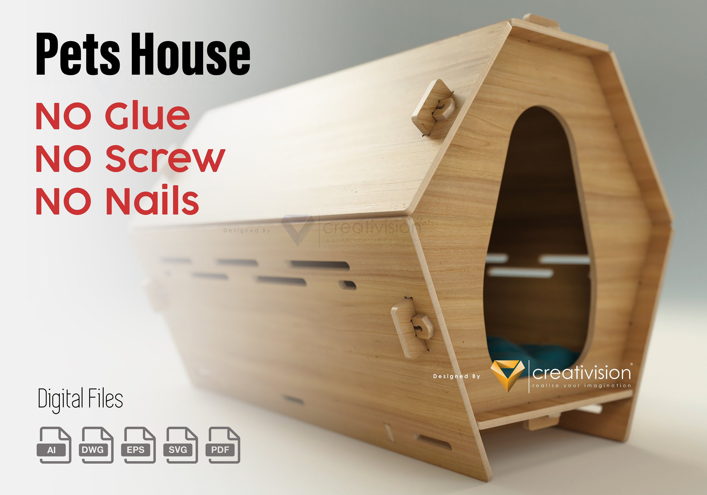Dog/cat House DWG, SVG... for CNC Router Cutting /laser Cutting Instant ...